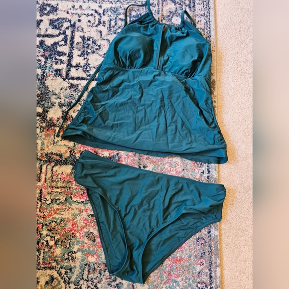 Cupshe | Swim | Cupshe Teal Tankini Swimsuit Set Size Xl | Poshmark
